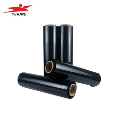 China YIHONG Custom UV Resistant Moisture Proof Soft Black Pre Stretched Stretch Film for sale