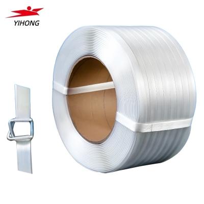 China YIHONG Heavy Duty Woven Strap Polyester Cord Strapping Packing Band Flexible Polyester Strapping for sale