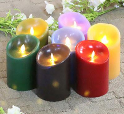 China Colorful Real Wax Led Candle Motion Flame Battery Operated Candle for sale