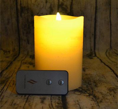 China Led Frost Matte Water Ripple 3.5x5 Inch Flameless Moving Wick Pillar Candles for sale