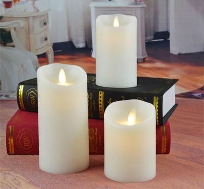 China Set Of 3 Mini Flameless Moving Wick Battery Operated Artificial Led Candle With Timer for sale