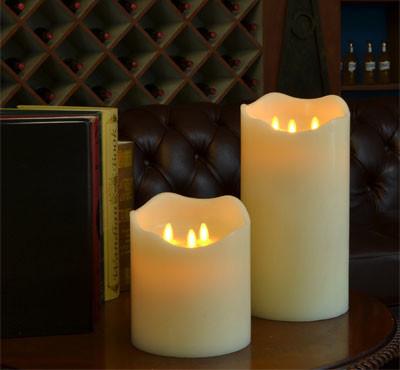 China Flameless 3 Dancing Wicks Battery Operated Big Led Big Wax Candle Outdoor for sale