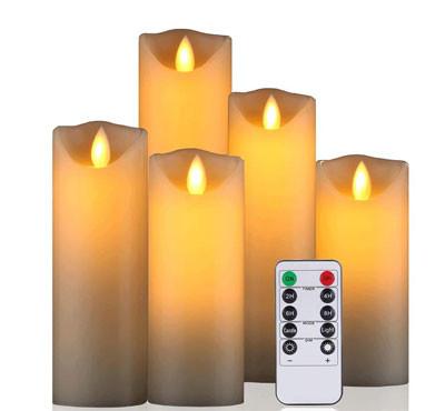 China Set Of 5 Moving Wick Flameless Led Candles With Timer For Church Wedding Hotel for sale