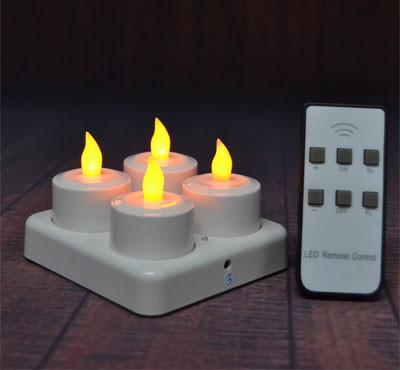 China New 4pcs/set Rechargeable Flameless LED Tealight Candle Light with Frosted Holder Remote Based on UK.US AU Plug for sale