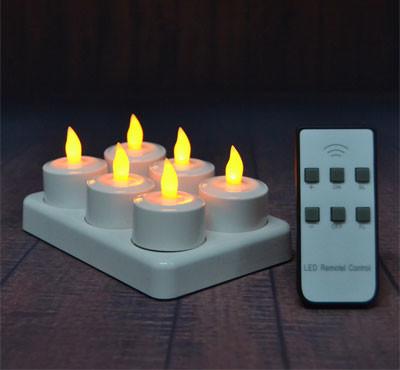 China 6Pcs LED Rechargeable Tealight Candle with Charging Base Frosted Holder with Remote Control for Christmas Wedding for sale