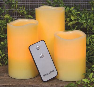China 3pcs/Set Ivory Led Candles Battery Operated Real Wax Flickering Flame LED Candle Christmas Home Decoration Set With 2 Ke for sale