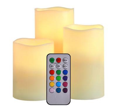 China Color Changing Flameless Led Candles Set Of 3 Real Wax With 18 Keys Remote For Christmas Birthday home Decoration Gift for sale