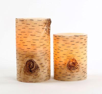China Remote Ready Amazing Flameless Candle Birch Bark Triple Timer for sale
