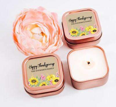 China Personalised Hand Poured Scented Tin Candles In Square Tin Can for sale