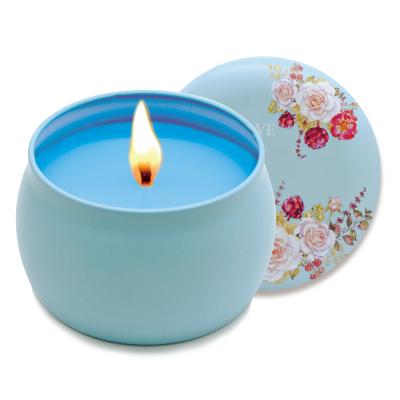 China Hot European candle gift sets Custom retro patterns travel metal jar scented candle tin for sale