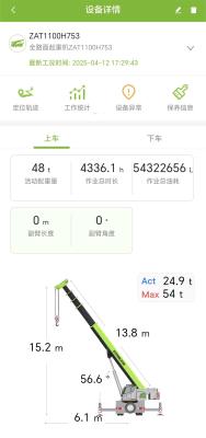 China 2021 Zoomlion ZAT1100H 110t grúa usada Equipada con motor Weichai en venta