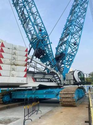 Cina Autogru cingolata usata Sany SCC4000A del 2023 con braccio principale da 78 metri e contrappeso super lift da 130 tonnellate in vendita