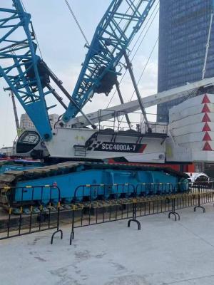 Cina Autogru cingolata usata Sany SCC4000A del 2023 con braccio principale da 78 metri e contrappeso super lift da 130 tonnellate in vendita