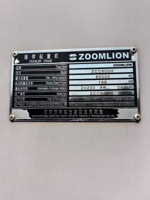 Cina 2017 Zoomlion Used Crawler Crane ZCC800H Braccio principale 40 metri, braccio ausiliario 18 metri, contrappeso 29 tonnellate, tempo di funzionamento 6850h, condizioni di lavoro eccellenti. in vendita