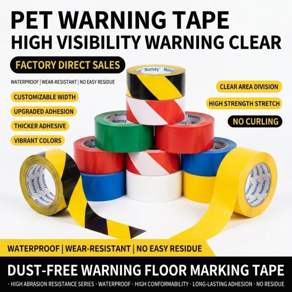Quality Heavy Duty Abrasion Resistant PET Floor Marking Tape Waterproof Oil-proof No Residue After Peeling for Factory Safety for sale