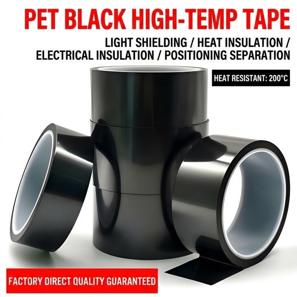Quality Nomay Black PET High Temperature Tape with 100% Full Blackout, 220℃ Heat Resistance, and No Residue Silicone Adhesive for LED LCD Backlight Shading for sale