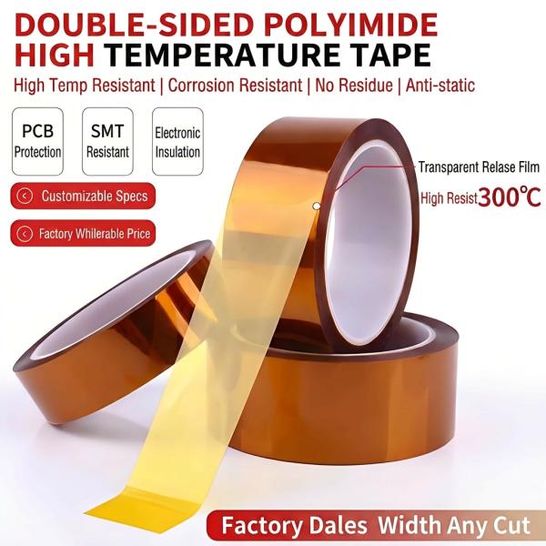 Quality Double Sided Polyimide Tape 300℃ High Temperature Resistant with Double-sided Uniform Adhesive Coating and 260℃ Long-term Heat Resistance for FPC PCB Electronic Components for sale