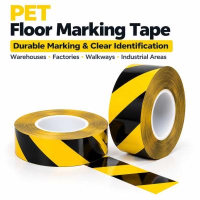 China PET Floor Marking Tape (Polyester Floor Tape / Warehouse Aisle Tape / Workshop Line Marking Tape) – Wear-Resistant Safety Identification for Factories, AGV Routes & 5S Areas for sale