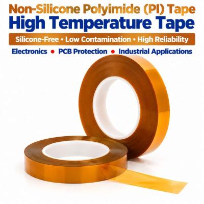 China Non-Silicone Polyimide Tape (Silicone-Free Adhesive PI Tape / Acrylic PI Insulation Tape / Low-Contamination Masking Tape) – For Semiconductor, Optical Coating & Battery Processes for sale