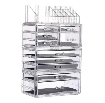 China Makeup Organizer Clear Acrylic Cosmetic Storage Drawers Transparent Jewelry Display Box for sale