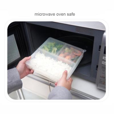 China Food Storage Container with Lid 3 Compartments Stackable Portable Freezer Storage Containers for sale