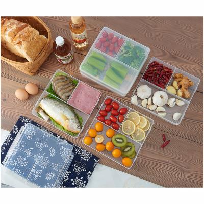 China Food Storage Container with Lid 3 Compartments Stackable Portable Freezer Storage Containers for sale