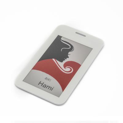 China NFC E Paper Digital Badge Card Wireless E Ink Nameplates Battery Free White Red 35g Access Card for sale