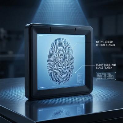 China 500dpi Optical Fingerprint Sensor Module Rolled Slap Capture USB 2.0 IP65 9H Windows SDK for sale