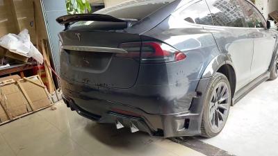 China Tesla model X Carbon Fiber Body Kit model X Carbon fiber front lip diffuser Spoiler hood wheel arch wide body kit for sale