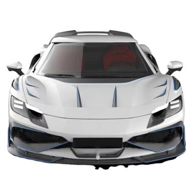 China 296GTB Ferrari Kit Car Body 2021 Dry Carbon Fiber Front Lip Car Front Bumper Diffuser for sale