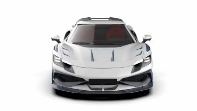 China 296GTB Ferrari Kit Car Body 2021 Dry Carbon Fiber Front Lip Car Front Bumper Diffuser for sale