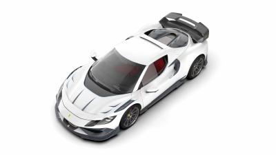 China 296GTB Ferrari Kit Car Body 2021 Dry Carbon Fiber Front Lip Car Front Bumper Diffuser for sale