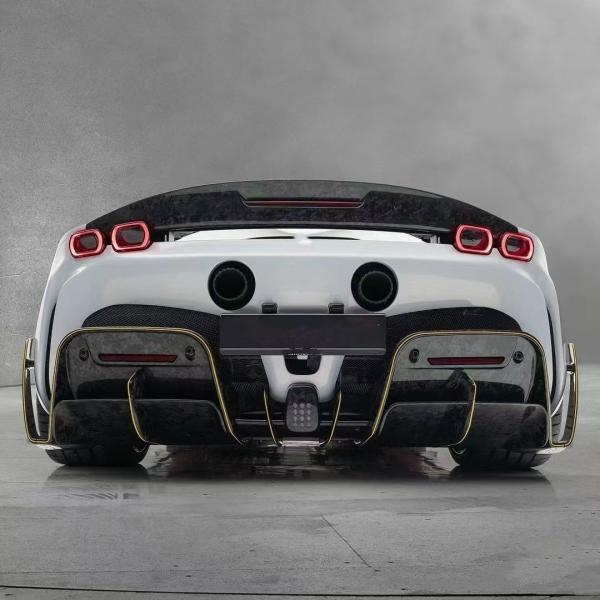 Quality SF90 Ferrari Body Kit MSY Style Carbon Fiber Rear Bumper Lip Spoiler Side Skirt for sale