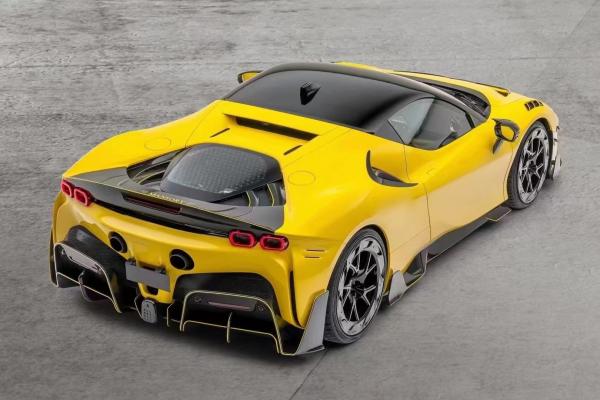 Quality SF90 Ferrari Body Kit MSY Style Carbon Fiber Rear Bumper Lip Spoiler Side Skirt for sale