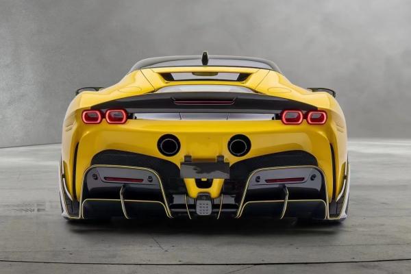 Quality SF90 Ferrari Body Kit MSY Style Carbon Fiber Rear Bumper Lip Spoiler Side Skirt for sale