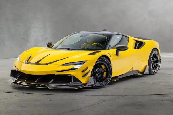 Quality SF90 Ferrari Body Kit MSY Style Carbon Fiber Rear Bumper Lip Spoiler Side Skirt for sale