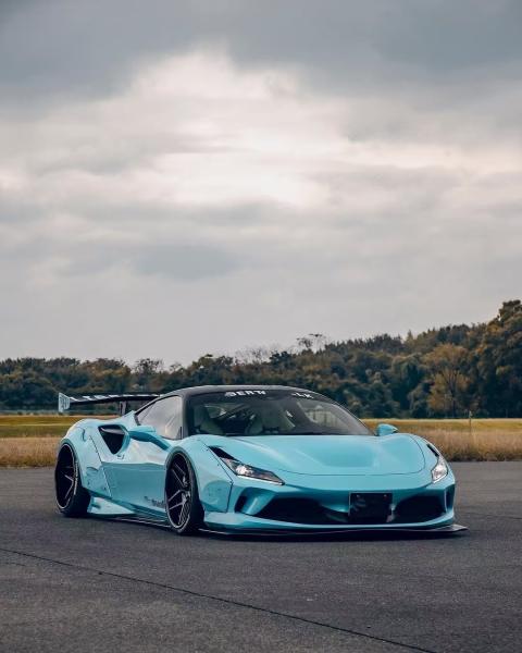 Quality F8 Ferrari Auto Body Kit LB Style Blue Carbon Fiber Spoiler Lip Wide Body Kit for sale