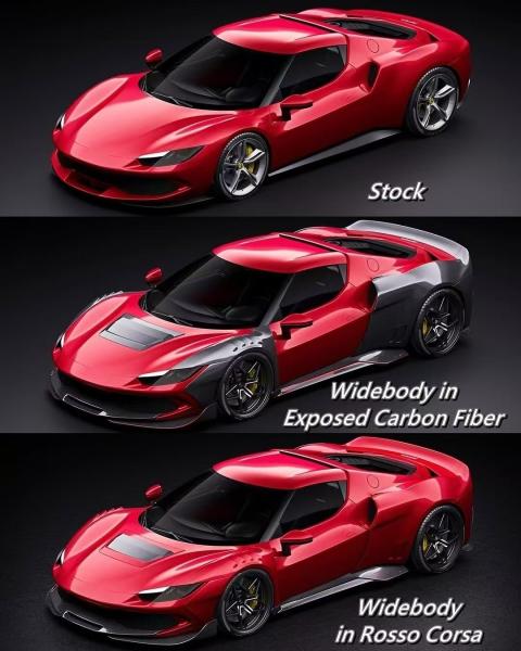 Quality Red Ferrari 296 Automobile Body Kit ZE Style Diffuser Carbon Fiber Front Lip for sale