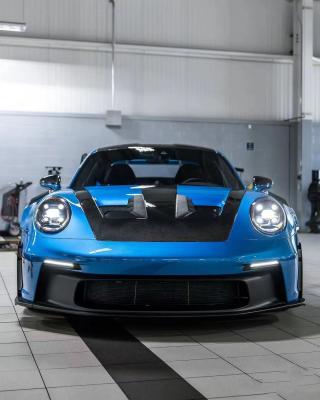 Cina Blue Porsche Body Kit 992 GT3RS Style Cappuccio in fibra di carbonio secco in vendita