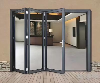 China Thermal Break Aluminum Alloy Bi-Fold Doors with Glass Inserts and Easy Maintenance for sale