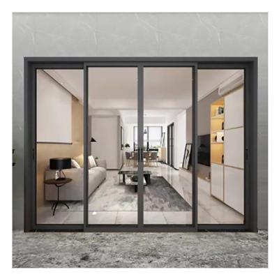 China Stainless Steel Screen Netting SKATE Aluminium Wide Frame Double Glazed Sliding Door for sale