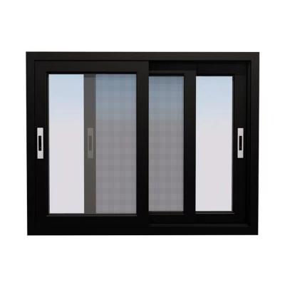 중국 검은 알루미늄 이중 유리 유리 슬라이딩 창문 판매용