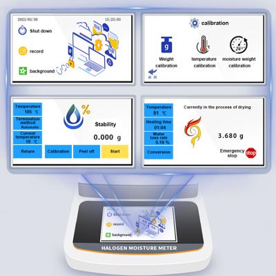 China Digital Halogen Moisture Analyzer with 5 Inch Touch Screen and Halogen Lamp Heating for sale