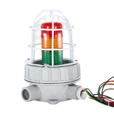 China 90dB IP66 Buzzer Alarm Sound Light Multi-colors Tri-color Explosion Proof Audible and Visual Light with Cover for Oil and Gas for sale