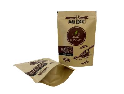 China Compostable Biodegradable Standup Flat Bottom Kraft Paper Food Packing Zipper Pouch Custom Printed Coffee Bag With Valve Te koop