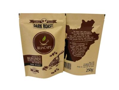 China Compostable Biodegradable Standup Flat Bottom Kraft Paper Food Packing Zipper Pouch Custom Printed Coffee Bag With Valve Te koop
