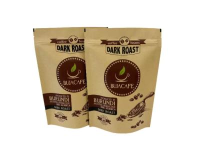 China Compostable Biodegradable Standup Flat Bottom Kraft Paper Food Packing Zipper Pouch Custom Printed Coffee Bag With Valve Te koop