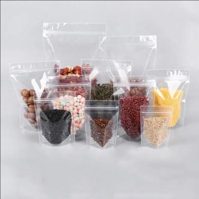 China Food Ziplock Clear Custom Print Stand Up Pouch Zip Lock Packaging Plastic Transparent Bag With Zipper for sale
