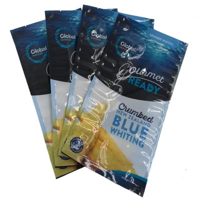 Custom Square Bottom Recyclable Stand-Up Pouch For Snack Food Packaging PE Plastic Printed Bag With Security Feature Side Gusset