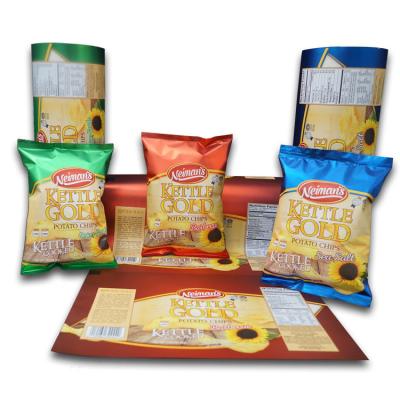China Customized Printed High Barrier Aluminum Foil Metallic Laminated Roll Film Plastic Potato Chips Packaging Bag Rollstock for sale